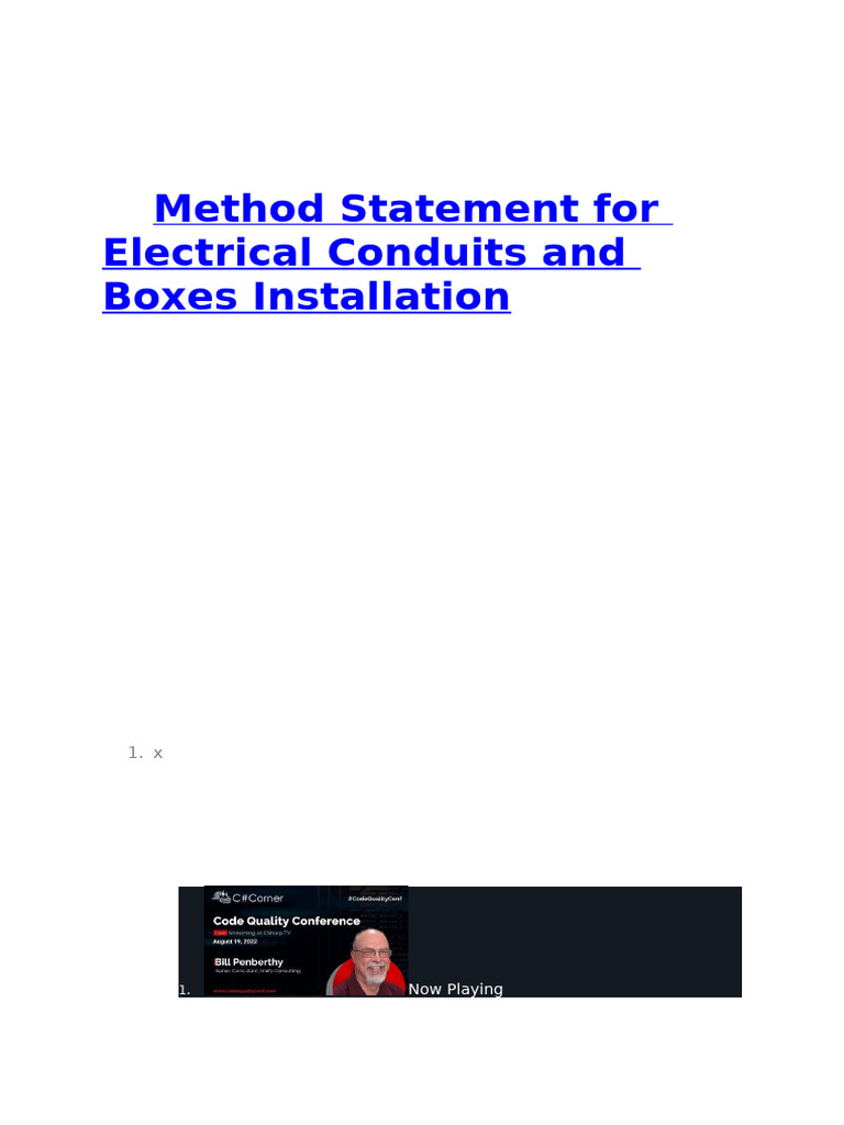 Method Statement For Electrical Conduits and Boxes Installation | PDF | Pipe (Fluid Conveyance ...