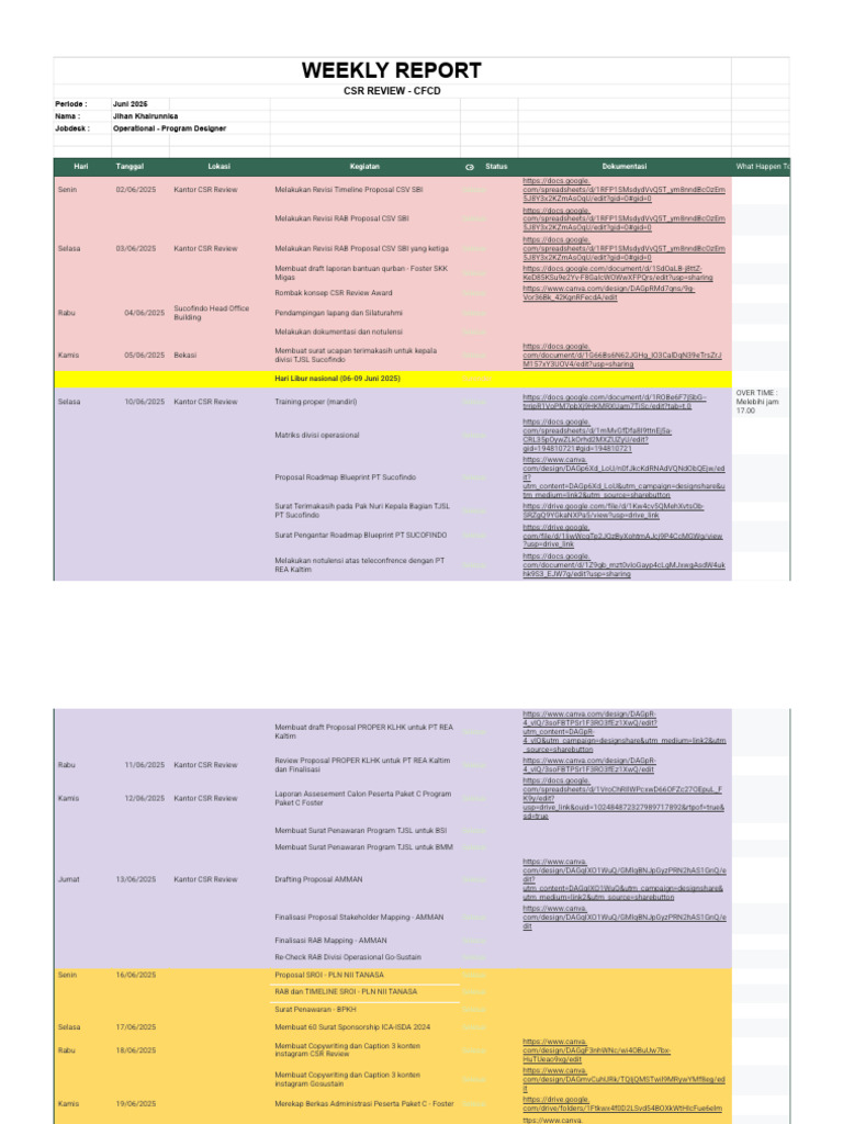 Weekly Report - Juni 2025 - Jihan - Sheet3 | PDF