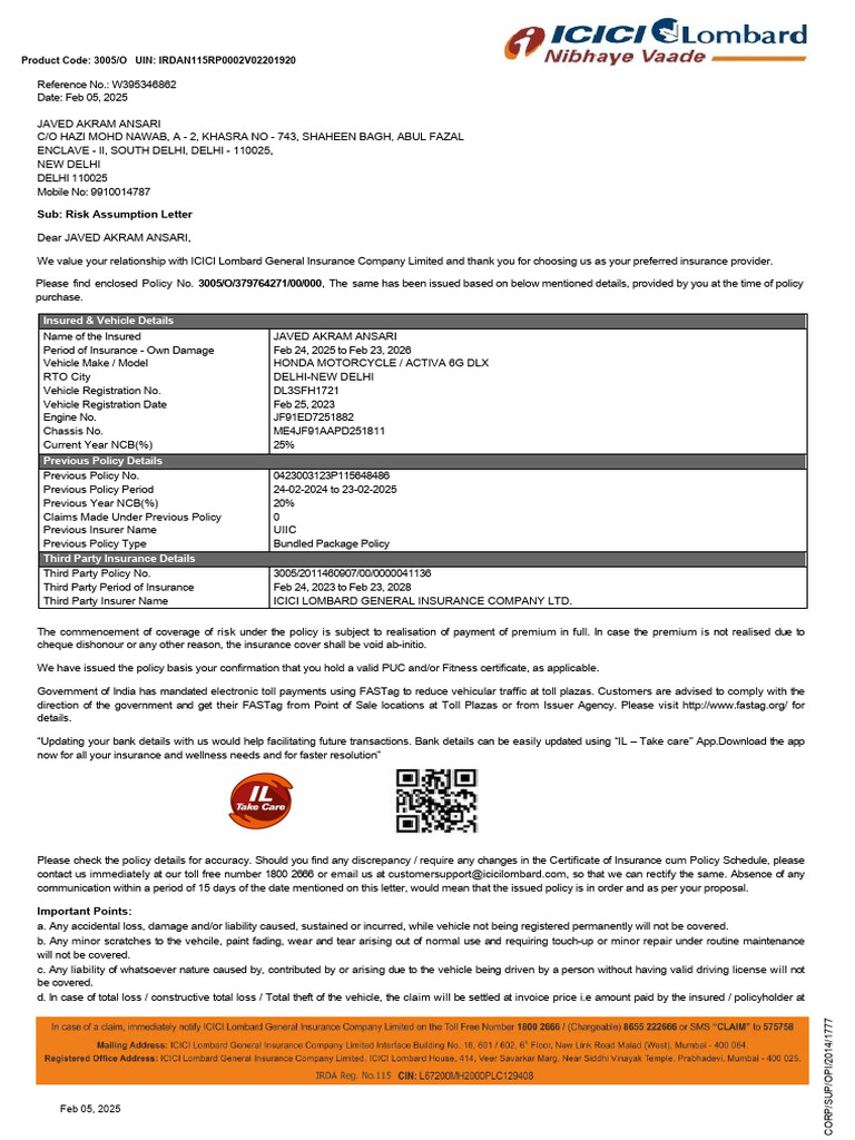 Policy Details | PDF | Insurance | Pro Rata
