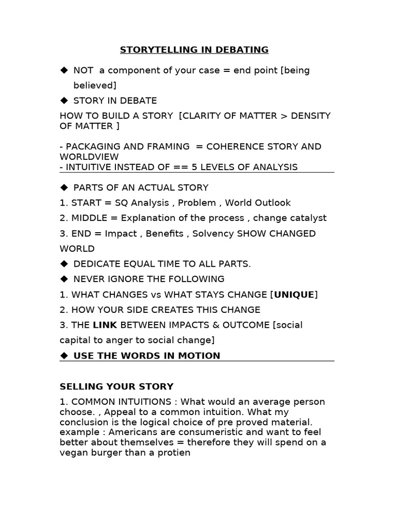 Crafting Convincing Debate Stories | PDF