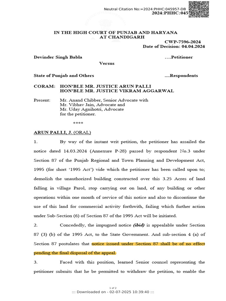 CWP 7596 2024 04 04 2024 Final Order | PDF | Courts | Public Law