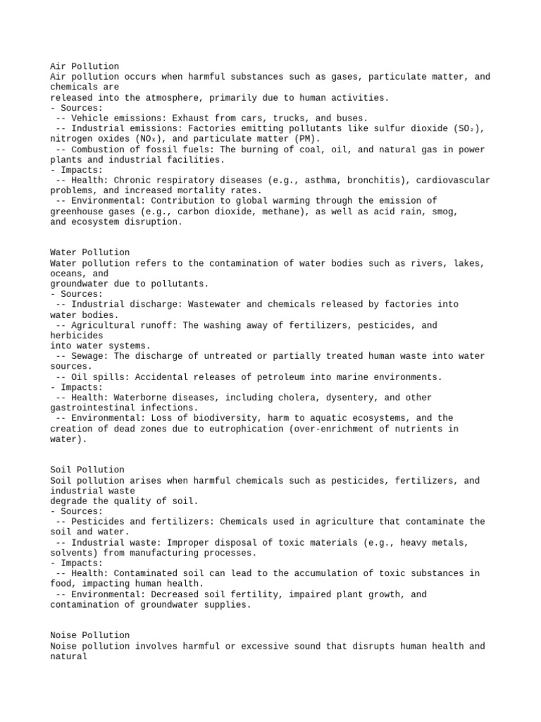 Understanding Pollution Types and Impacts | PDF | Water Pollution ...
