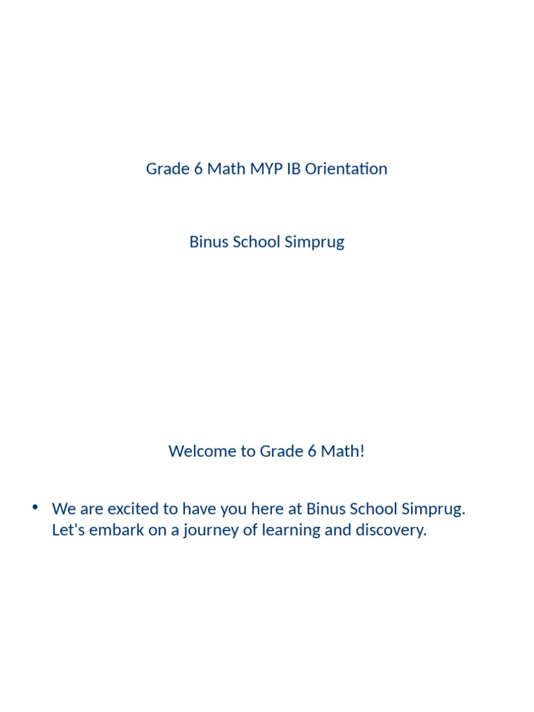 Improved Grade 6 Math Orientation | PDF