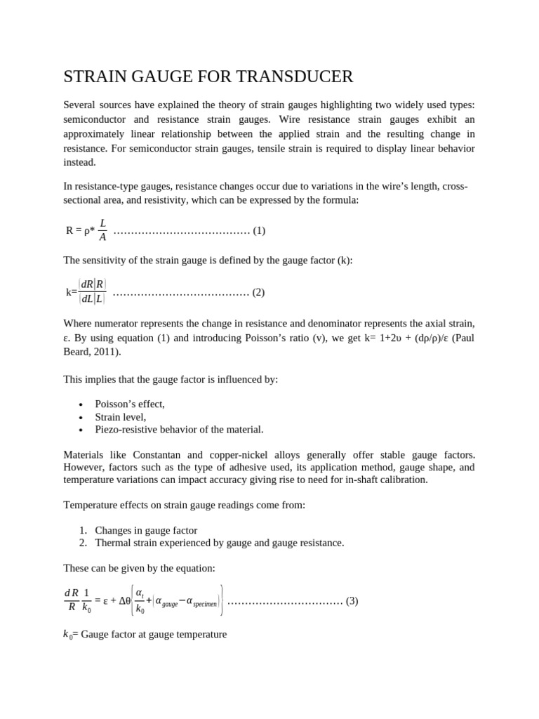 Strain Gauge Theory and Applications | PDF