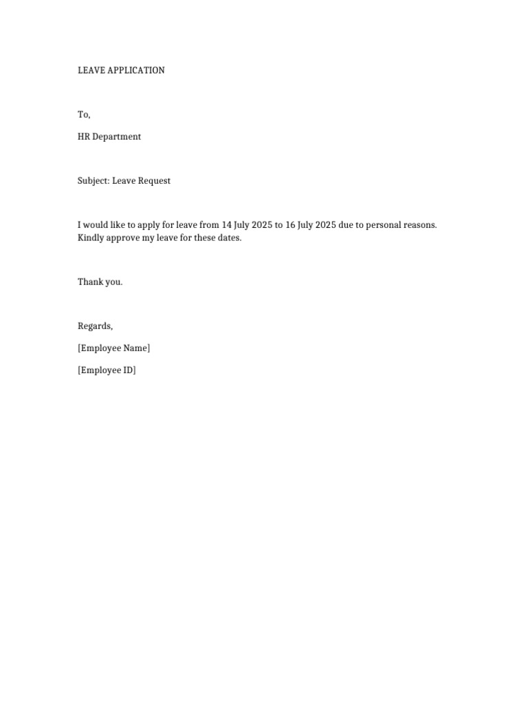 Leave Application | PDF