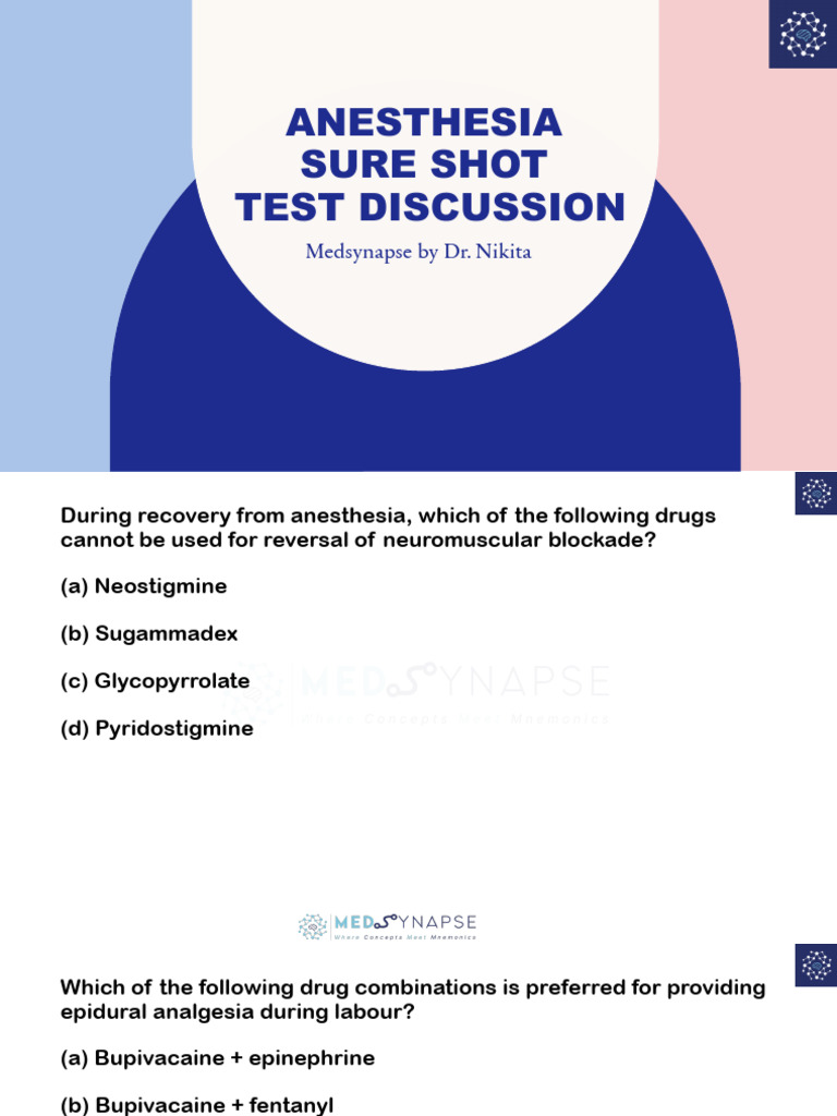 Anesthesia Test Discussion and Guidelines | PDF | Anesthesia | Medical ...