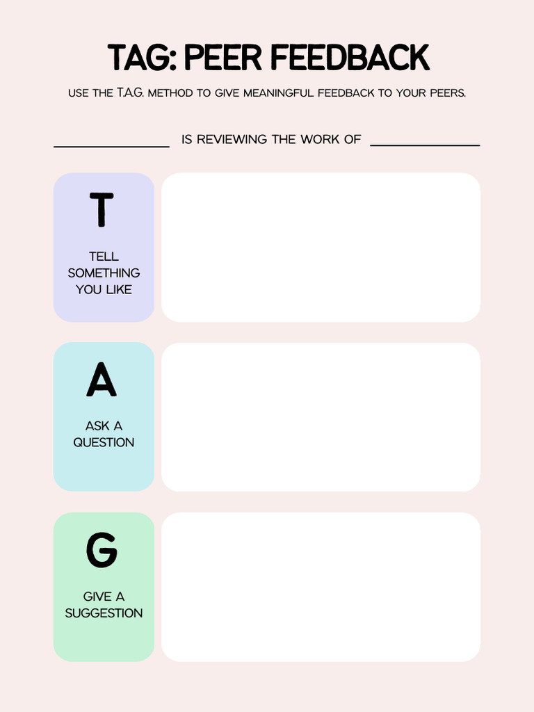 TAG Method Peer Feedback Worksheet | PDF