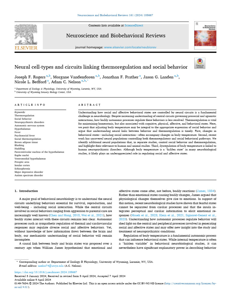 Neural cell-types and circuits linking thermoregulation and social behavior | PDF ...