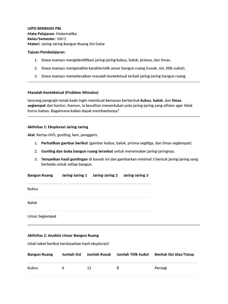 LKPD Berbasis PBL | PDF