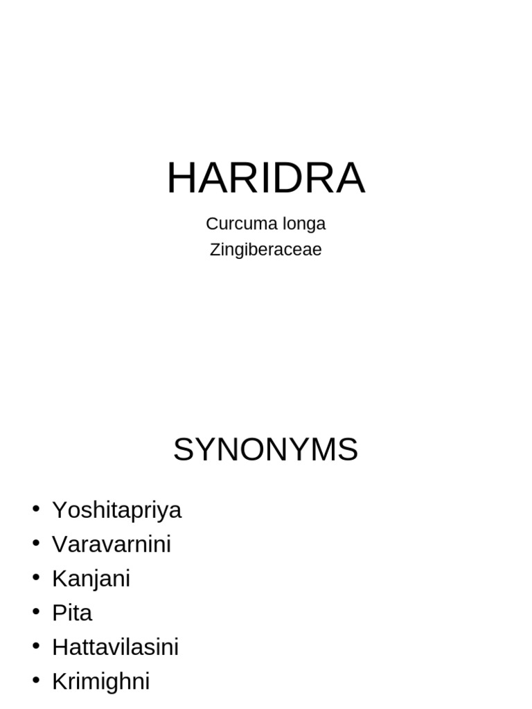 Haridra: Botanical and Medicinal Overview | PDF
