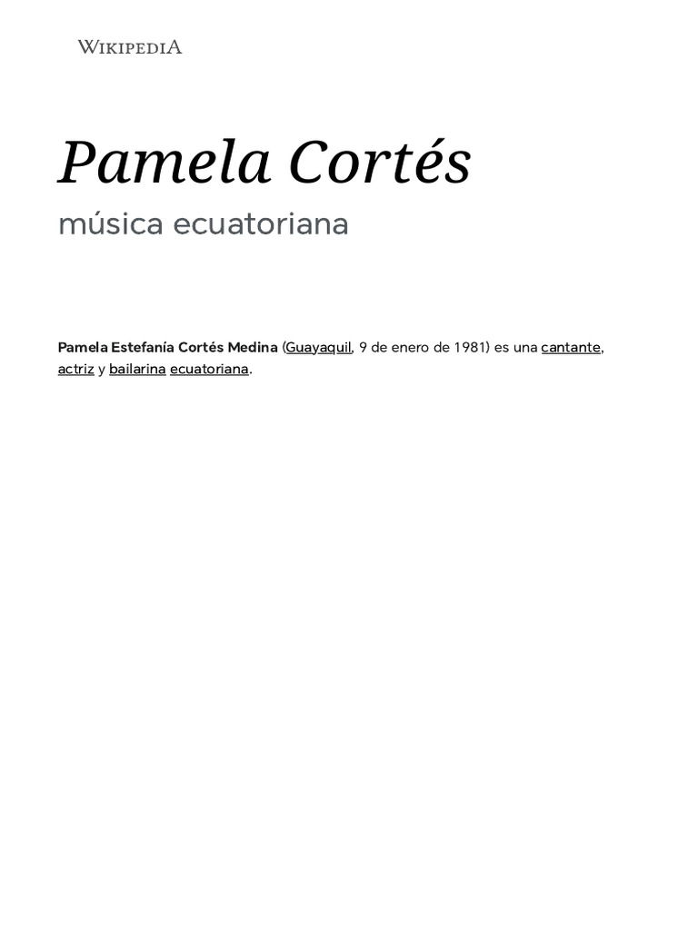 Edad y biografía de Pamela Cortés | PDF | Musicología | Las artes escénicas