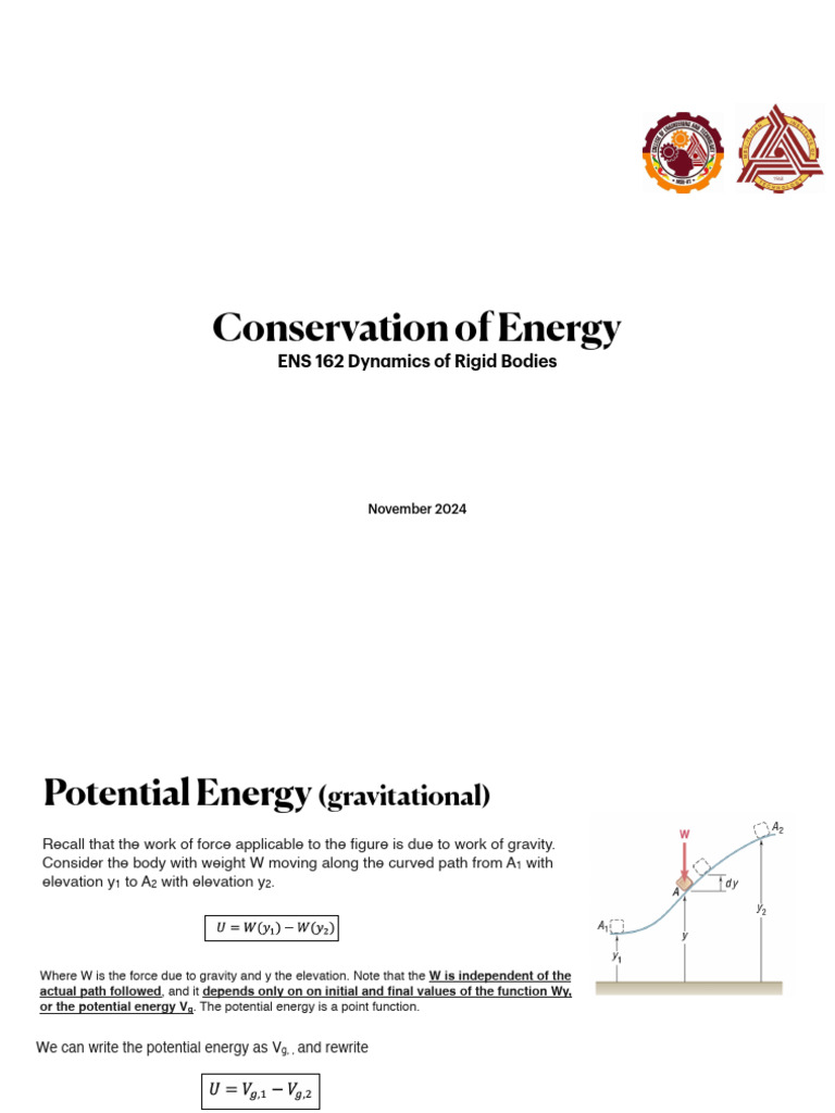 Lecture On Conservation of Energy | PDF | Potential Energy | Force