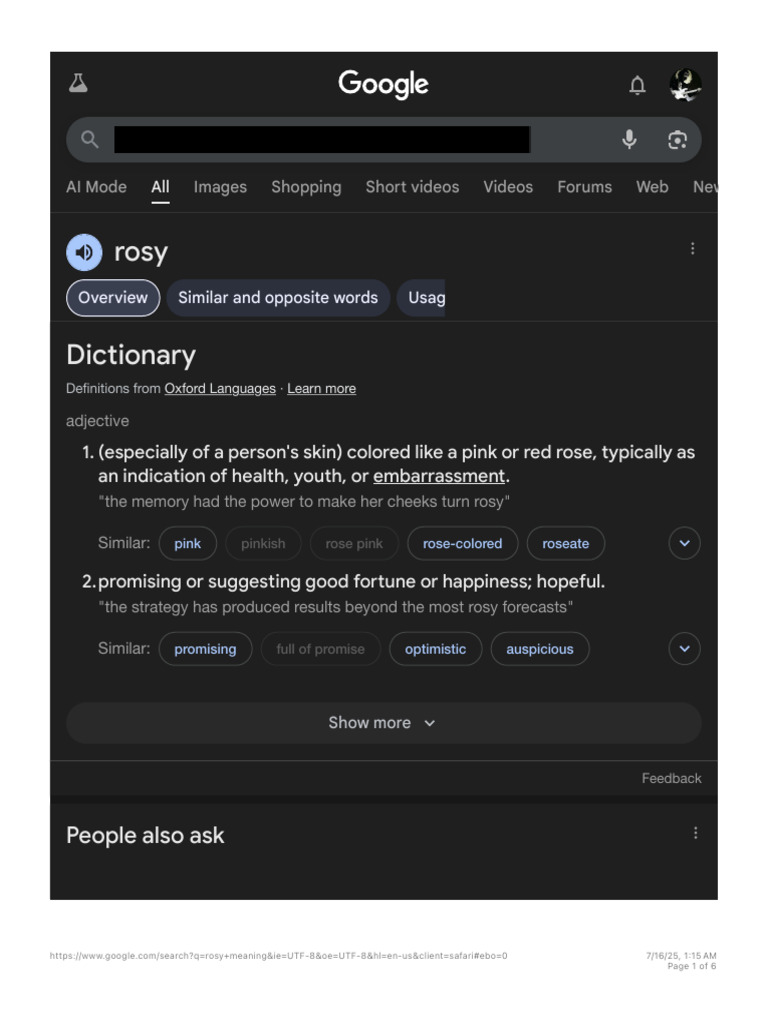 Understanding "Rosy" Meaning | PDF | Dictionary | Lexicography