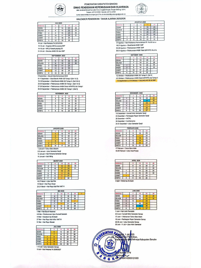 Kalender Pendidikan TA.20252026 | PDF