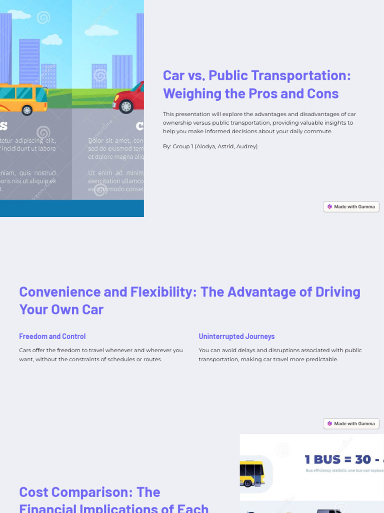 Car Vs Public Transportation Weighing The Pros and Cons | PDF | Public ...
