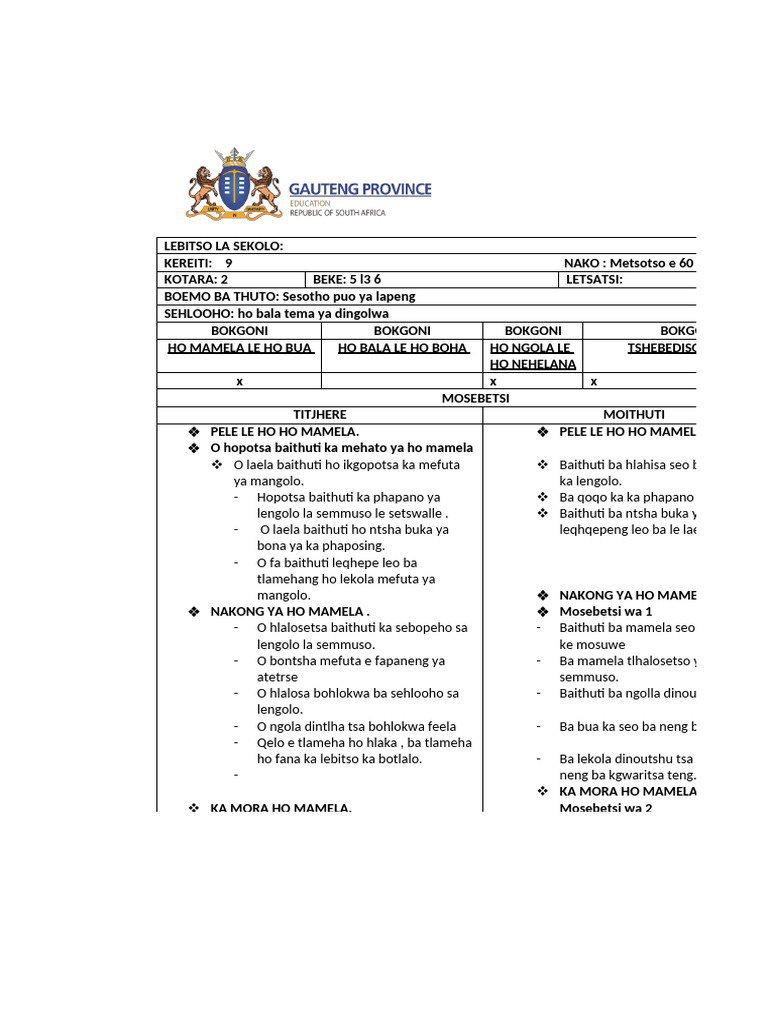Beke Ya 5 Le 6 Lengolo | PDF