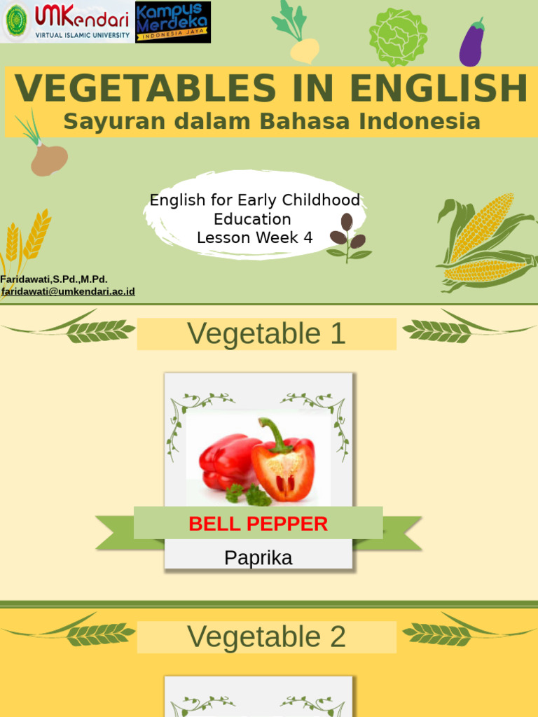 Vegetables in English | PDF