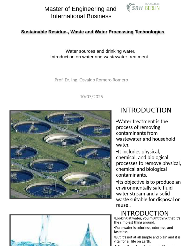 Lecture 6. Introduction On Water and Wastewater Treatment | PDF | Water ...