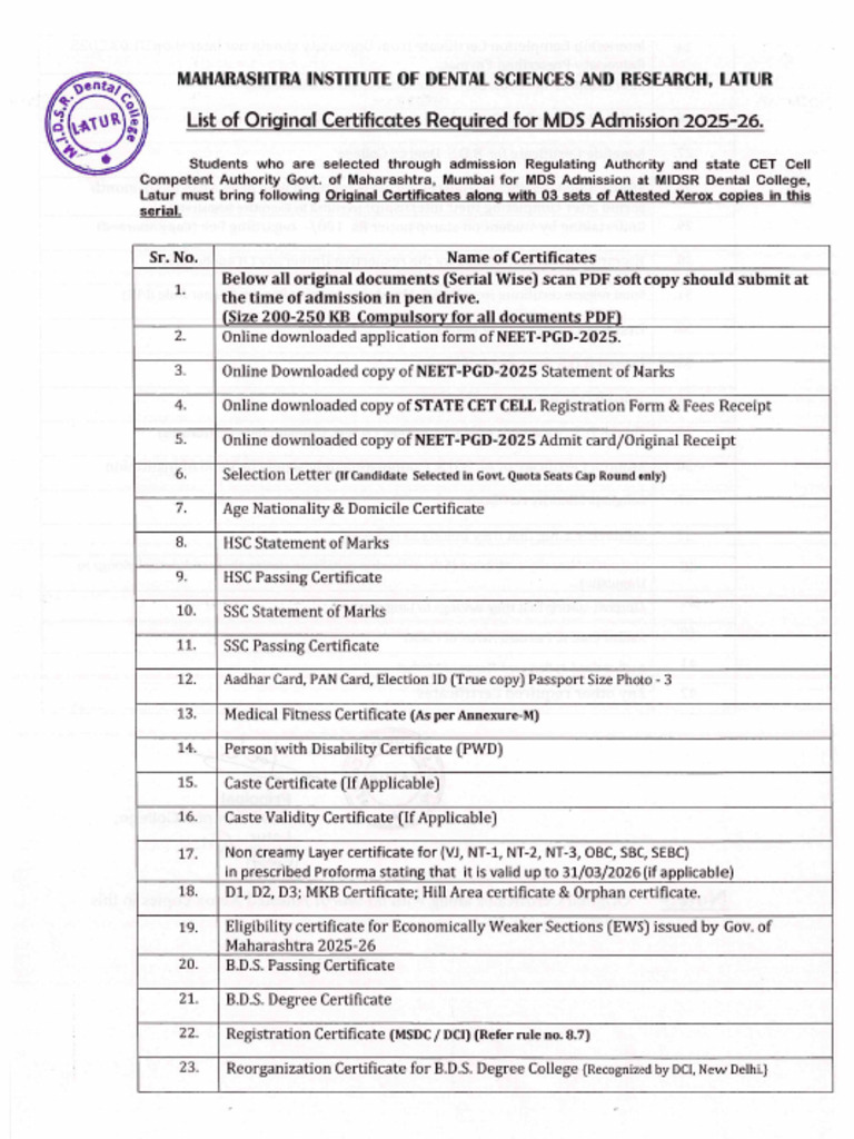 Documents List | PDF