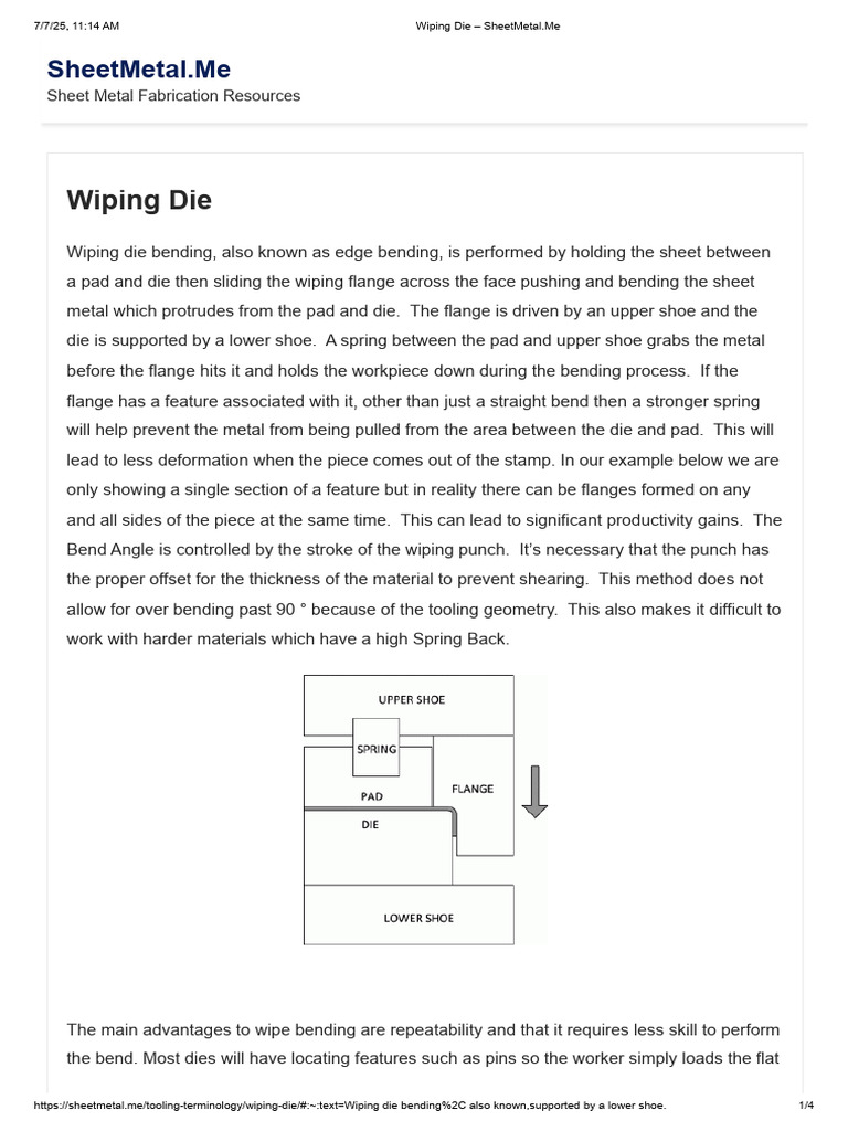 Wiping Die - SheetMetal - Me | PDF | Sheet Metal | Secondary Sector Of The Economy
