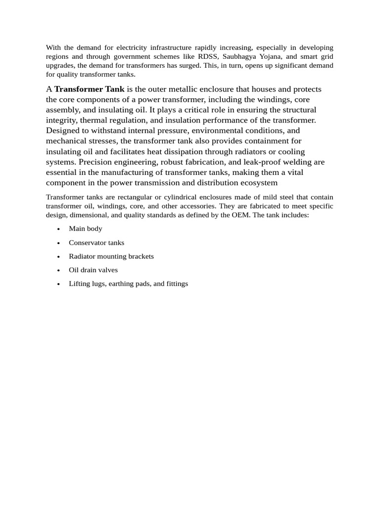 Product Transformer Tabk Description | PDF