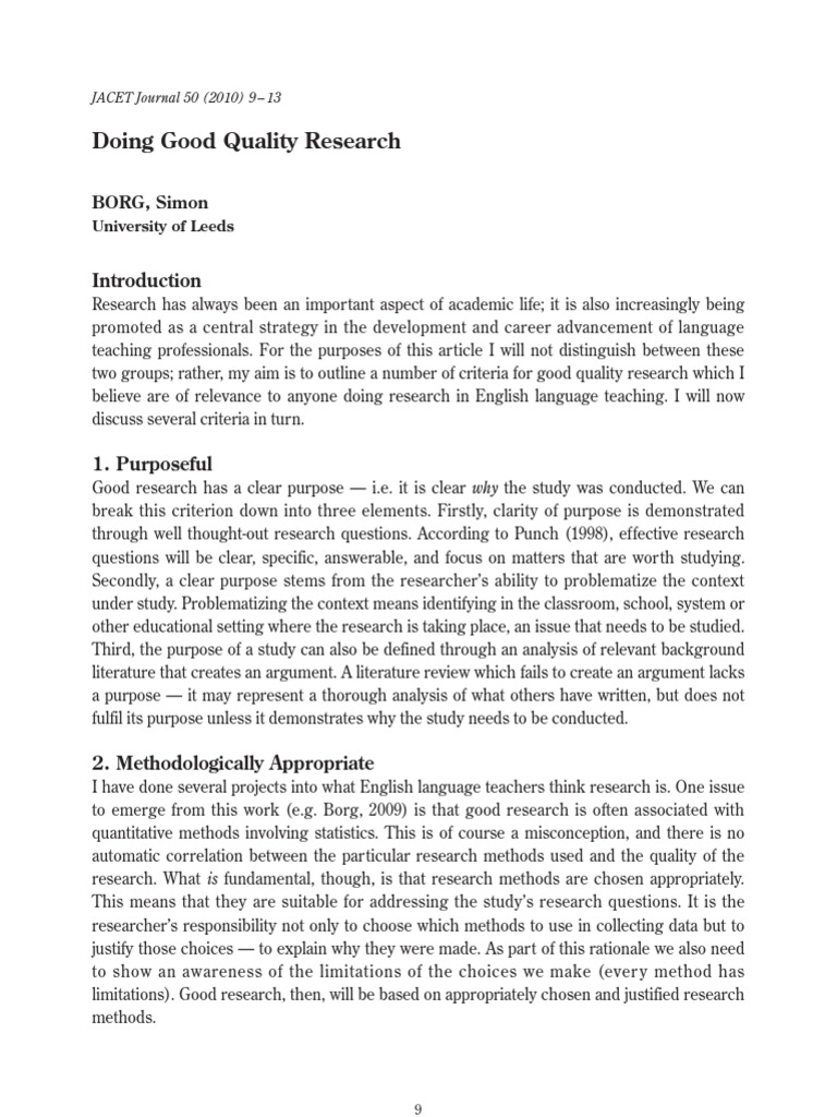 Doing Good Quality Research Borg | PDF | Data | Epistemology