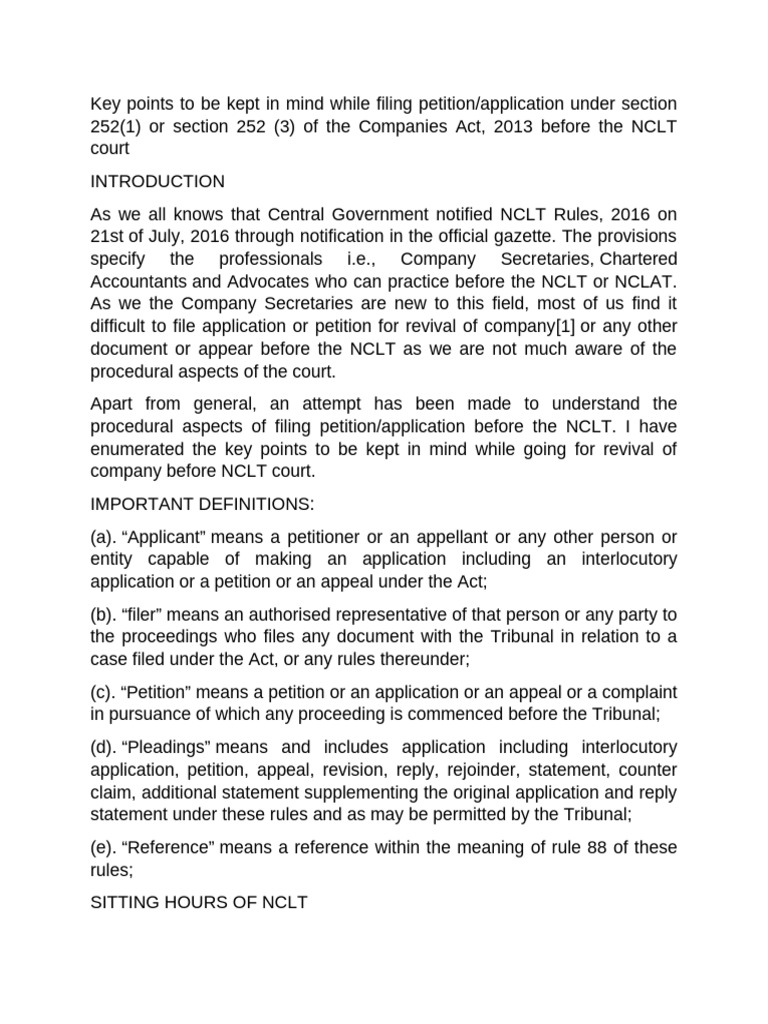 Key Points To Be Kept in Mind While Filing Petition | PDF | Notary ...