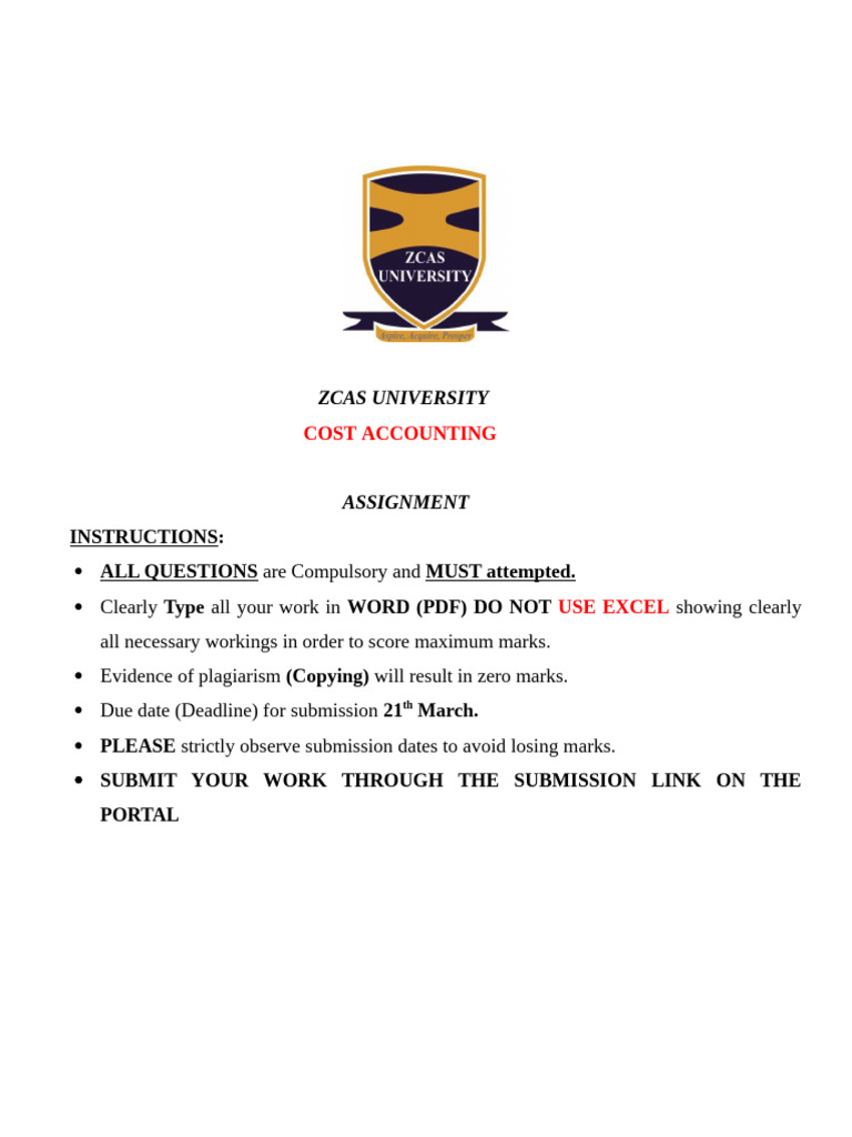 Cost Accounting Assignment Overview | PDF | Cost Of Goods Sold | Cost ...