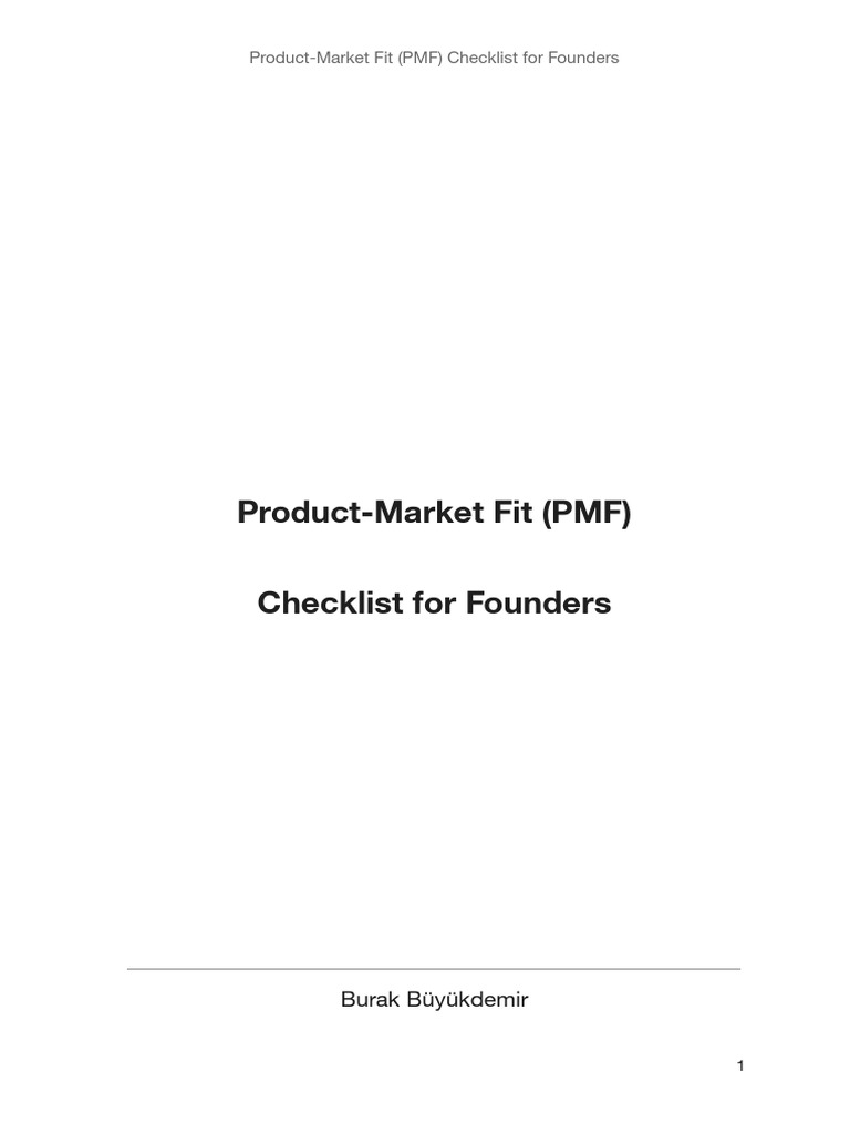 Product-Market Fit (PMF) Checklist For Founders | PDF | Business ...