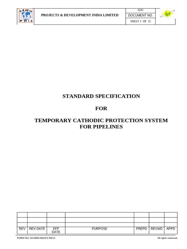 Pdil No 0918 PNMP Ts Cathodic Protection | PDF | Anode | Specification (Technical Standard)