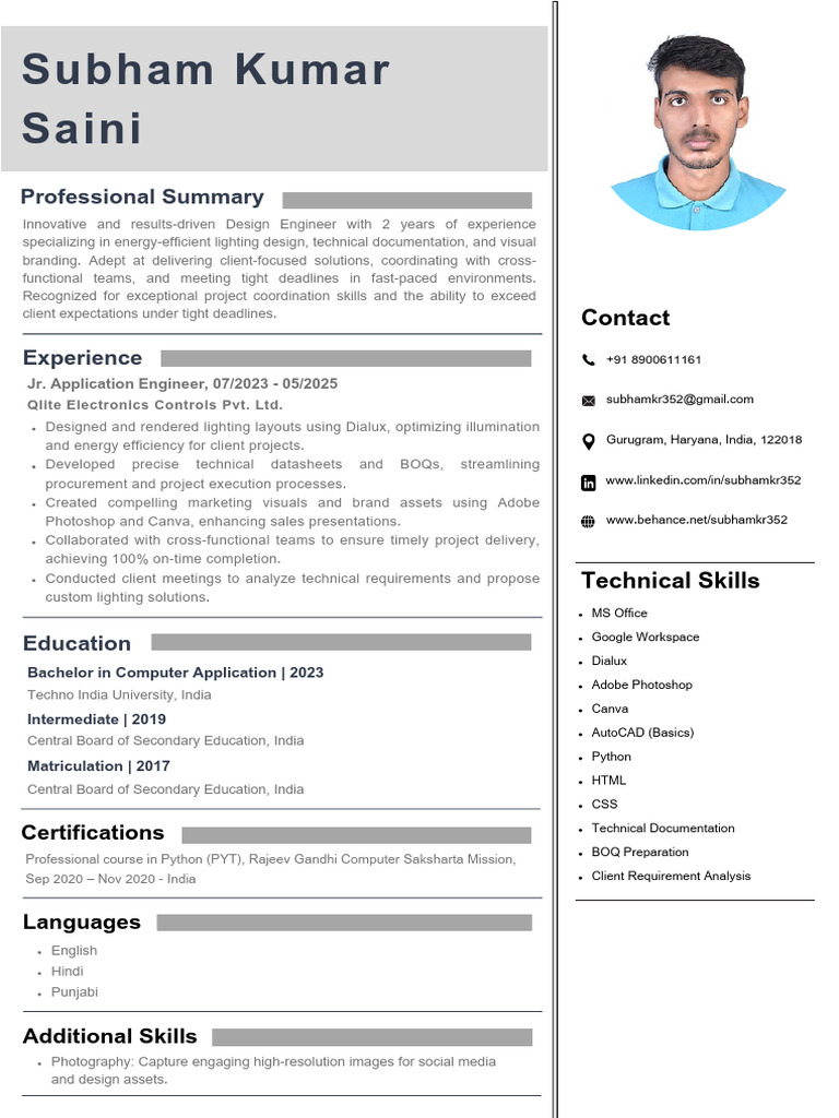Subham Kumar Saini Resume | PDF | Computing