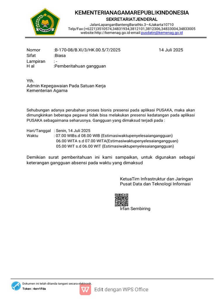 14 Juli 2025 Surat Keterangan Absen Error (Pagi) | PDF