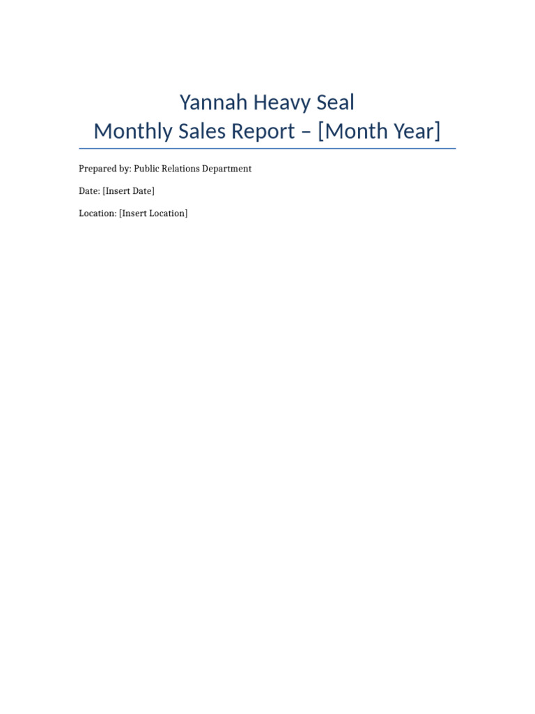 Yannah Heavy Seal Report Template | PDF