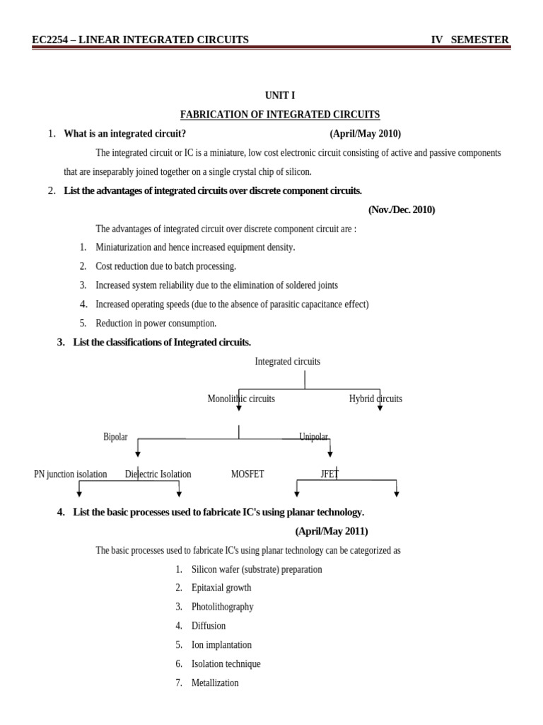 Ec2254 Lic 2 Marks Q and A | PDF | Amplifier | Operational Amplifier