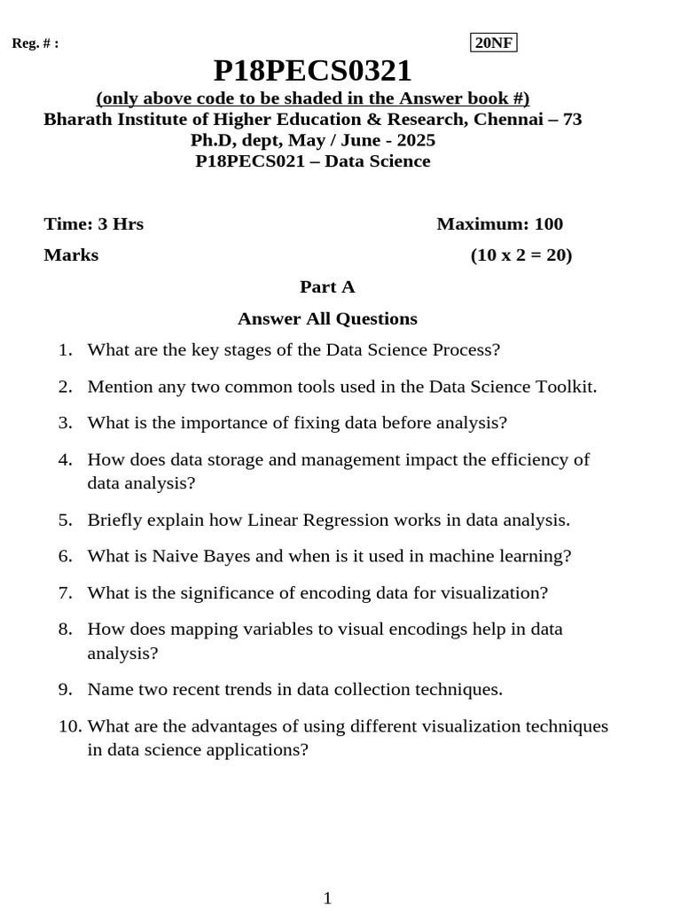 Data Science Exam Questions and Answers | PDF | Support Vector Machine ...