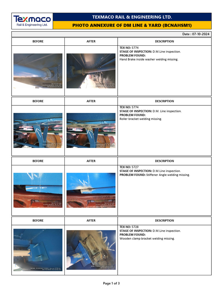 Photo Annexure of DM Line & Yard On Dated 07-10-2024. (BCNAHSM1) | PDF