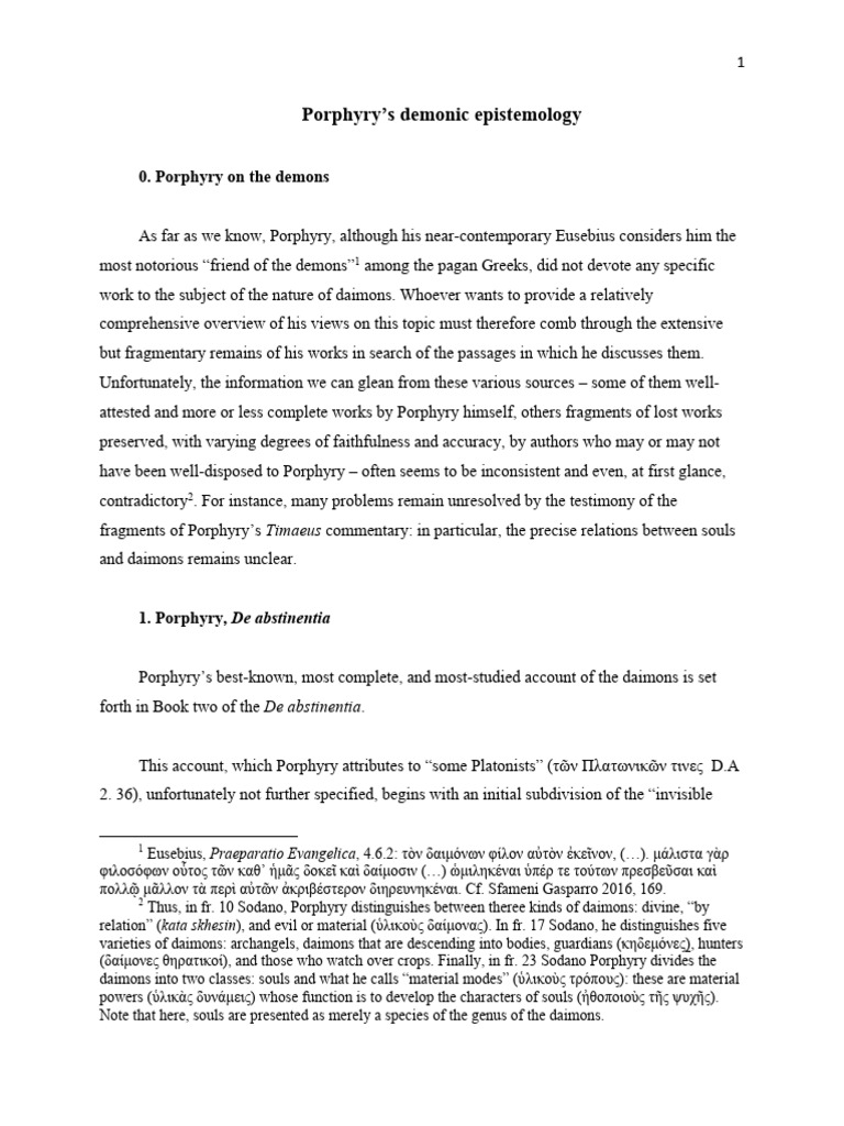 Porphyrys Demonic Epistemology | PDF | Soul | Thought