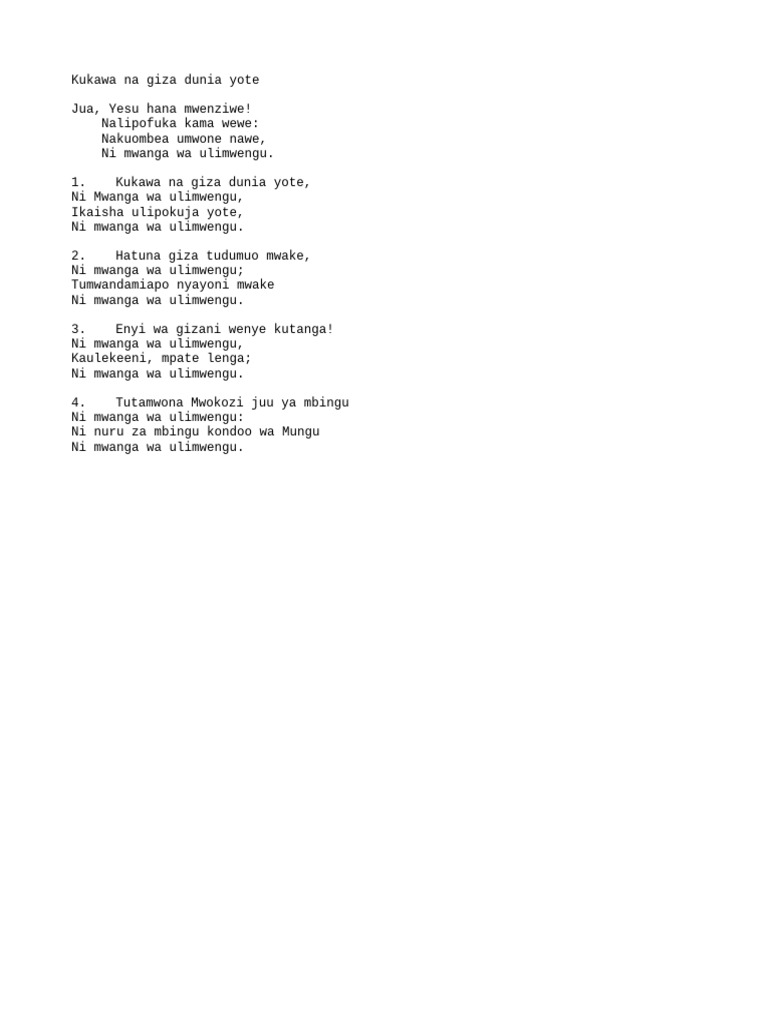 Kukawa Na Giza Dunia Yote 44 | PDF