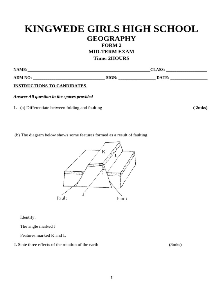 Geography Form 2 Mid Term | PDF | Rock (Geology) | Weather