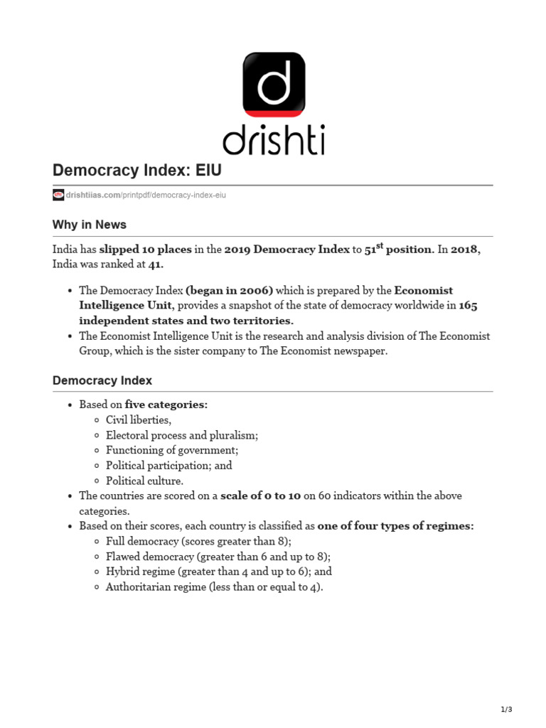 Democracy Index Eiu | PDF | Government | Democracy