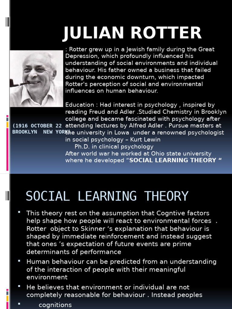Rotter's Social Learning Theory Explained | PDF | Behavior | Reinforcement