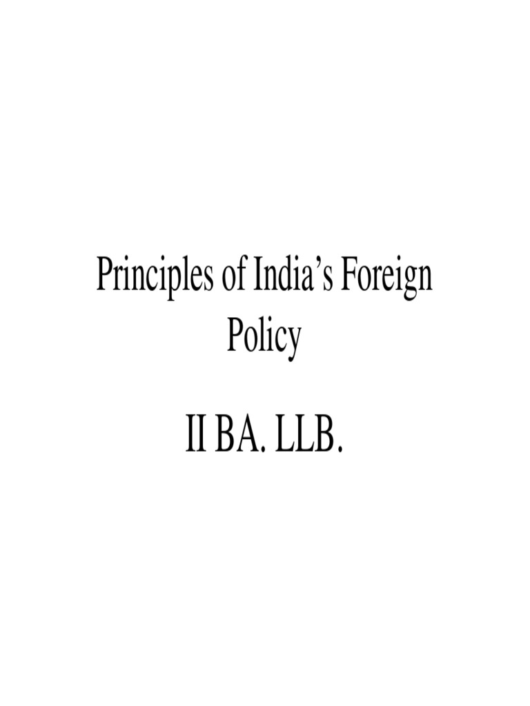 Principles of Indi's Foreign Policy | PDF