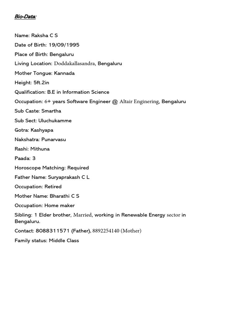 Raksha Biodata 2 1 | PDF