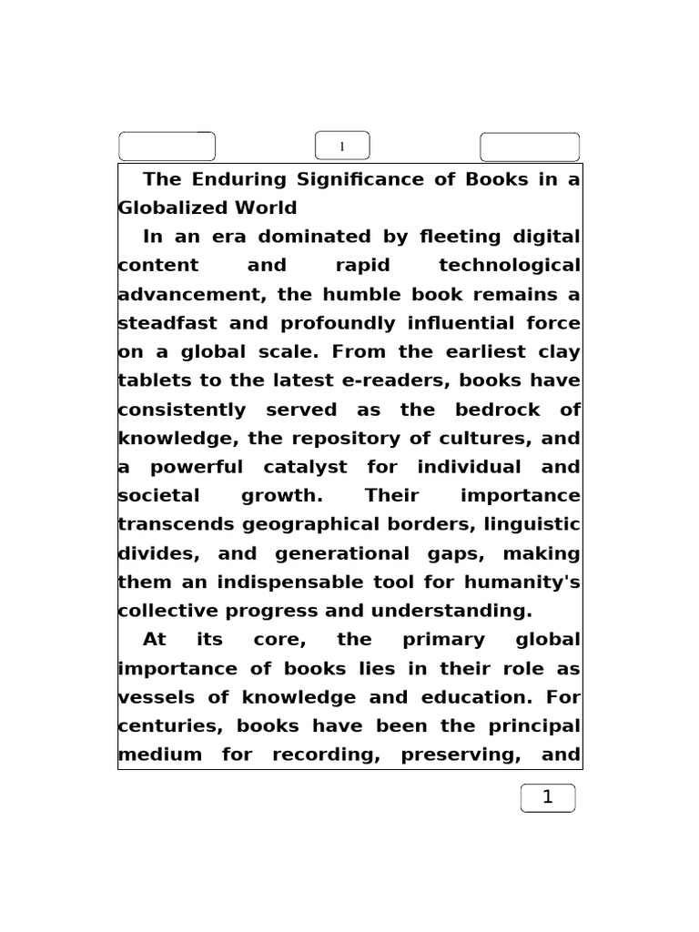 The Enduring Significance of Books in A Globalized World | PDF ...