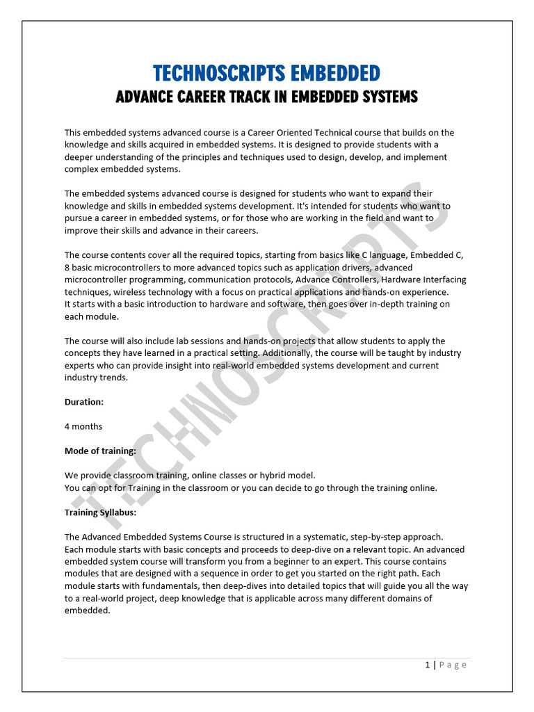 Advance Career Track in Embedded System | PDF | Embedded System | Microcontroller