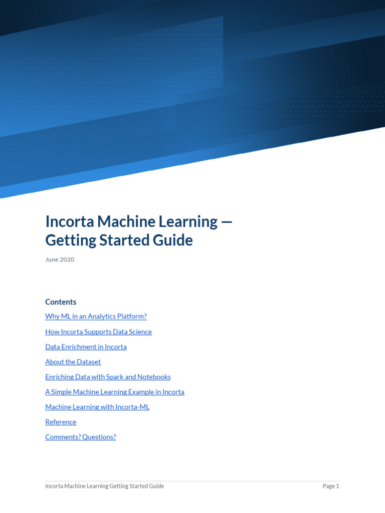 Incorta ML - Getting Started Guide | PDF | Apache Spark | Machine Learning