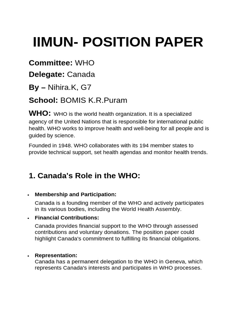 Iimun Position Paper-Nihira g7 | PDF | World Health Organization | Global Health