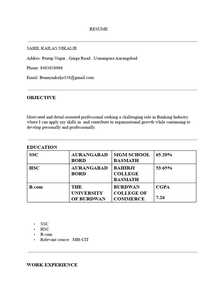 Resume HDFC 01 | PDF