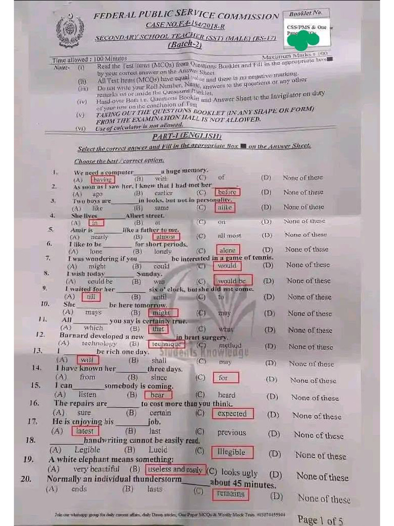 Lecturer Chem Past Paper FPSC | PDF