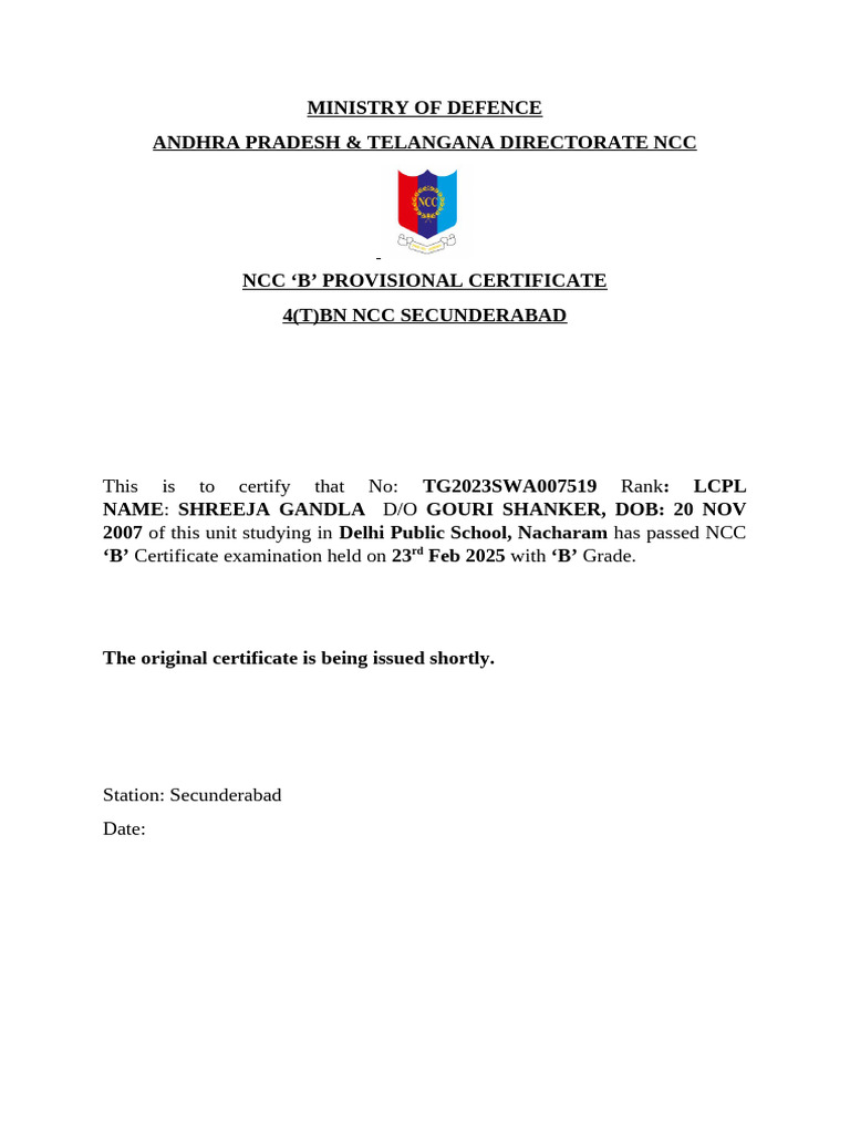 Provisional Certificate | PDF